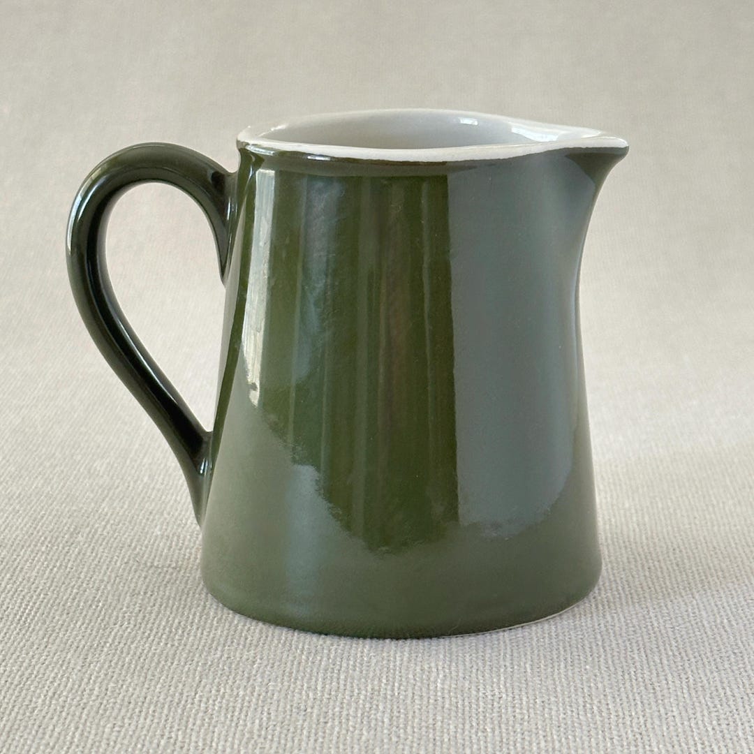 Vintage Hall Creamer, Forest Green With White Glaze Inside. Classic ...