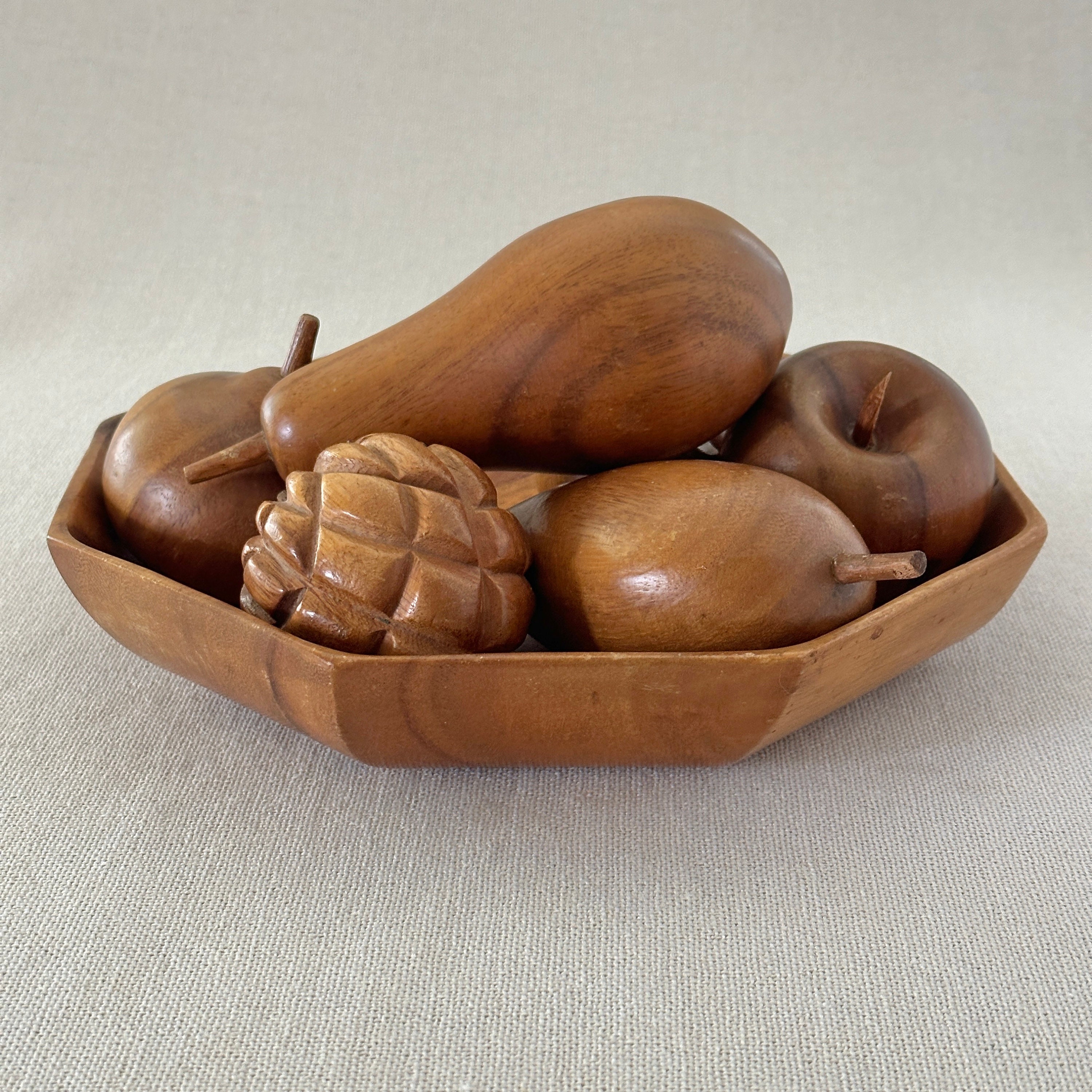 MCM Vintage Wood Fruit and Bowl, Centerpiece or Coffee Table Decor - Etsy