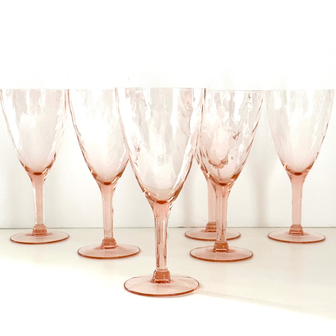 Vintage Pink Wine Glasses Depression Glass Set Of 6 Etsy