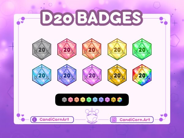 D20 Badges Twitch / Twitch Emote / Graphics for Stream / Streamer ...