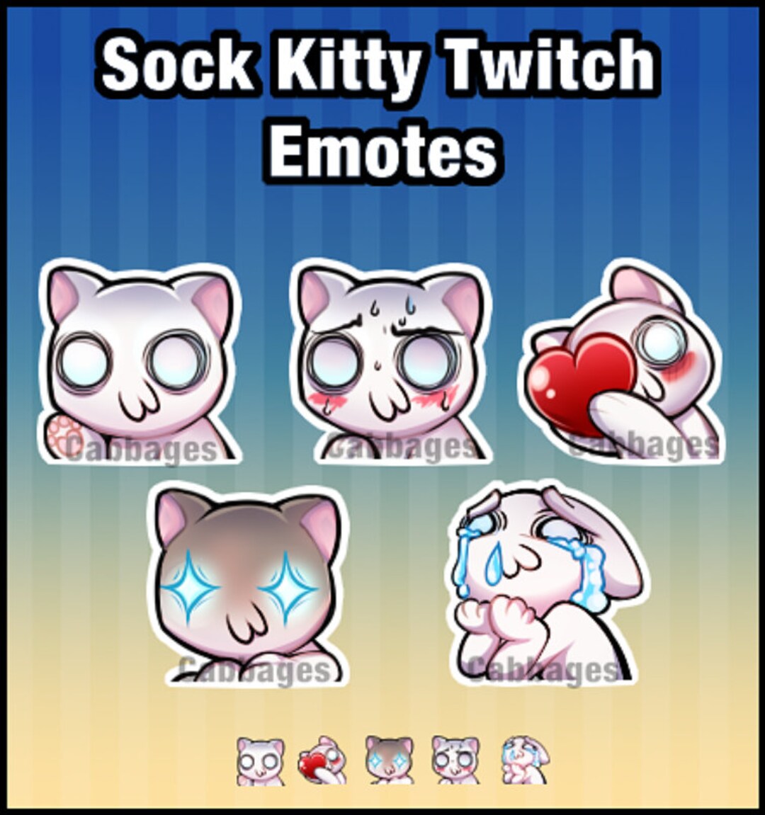 White Sock Kitty / Twitch Emote / Graphics for Stream / Streamer ...