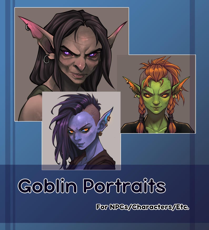 Hand-drawn Goblin Portraits, D&D Character Art (digital) - Etsy