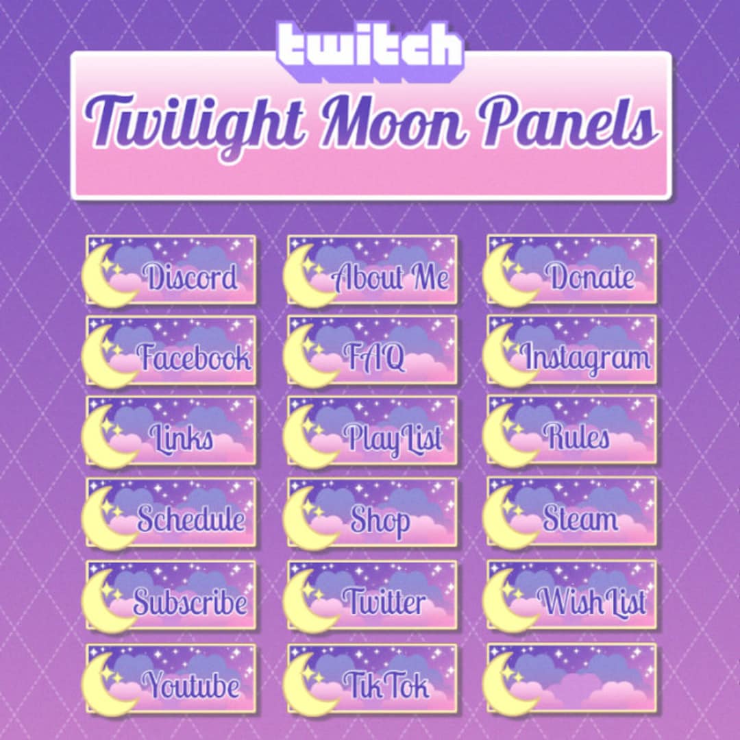 Cute Twilight Moon Twitch Panels / Purple Twitch Panels / Streamer ...