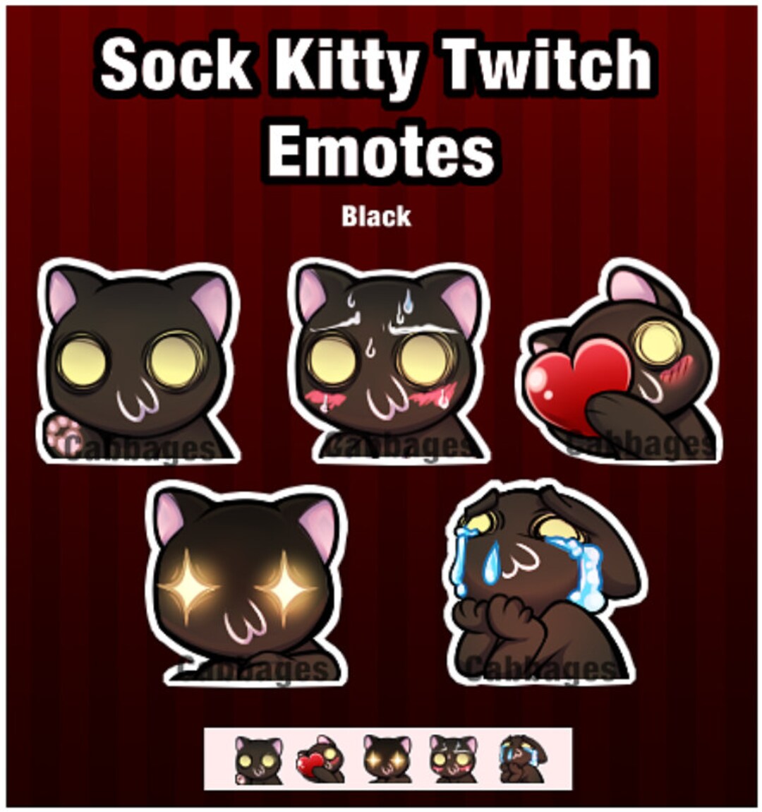 Black Sock Kitty / Twitch Emote / Graphics for Stream / Streamer ...