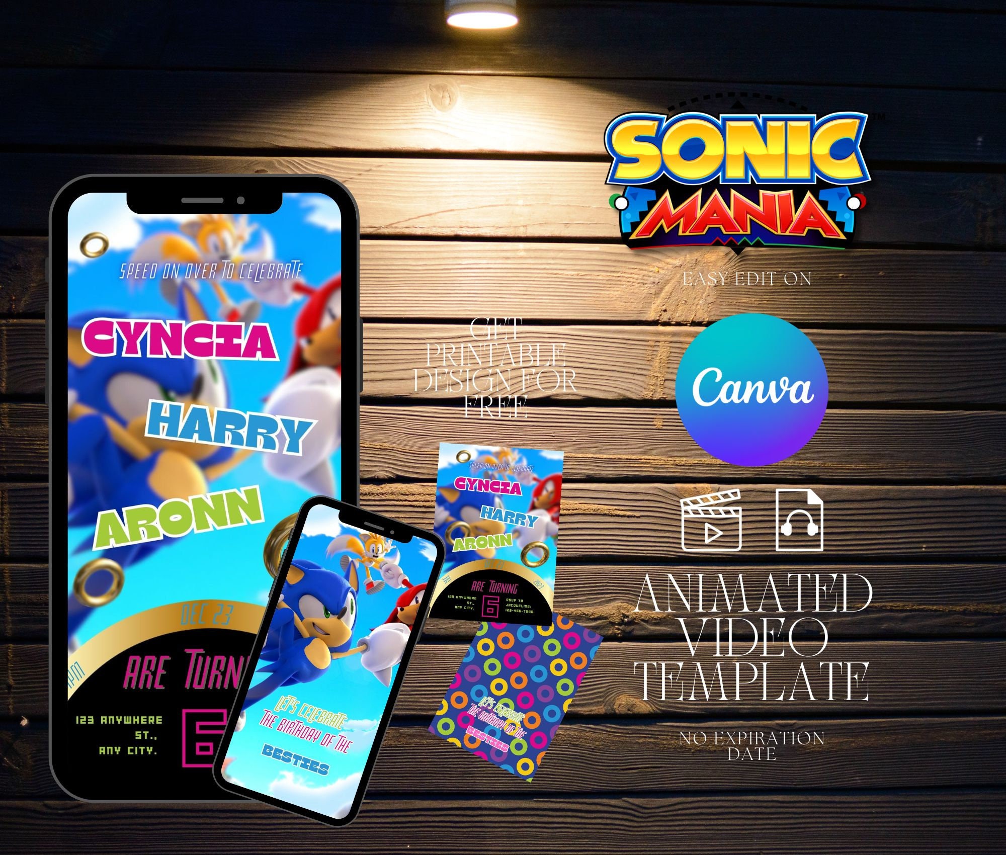 Sonic Birthday Video & Printable Birthday Invite Template|sonic the ...
