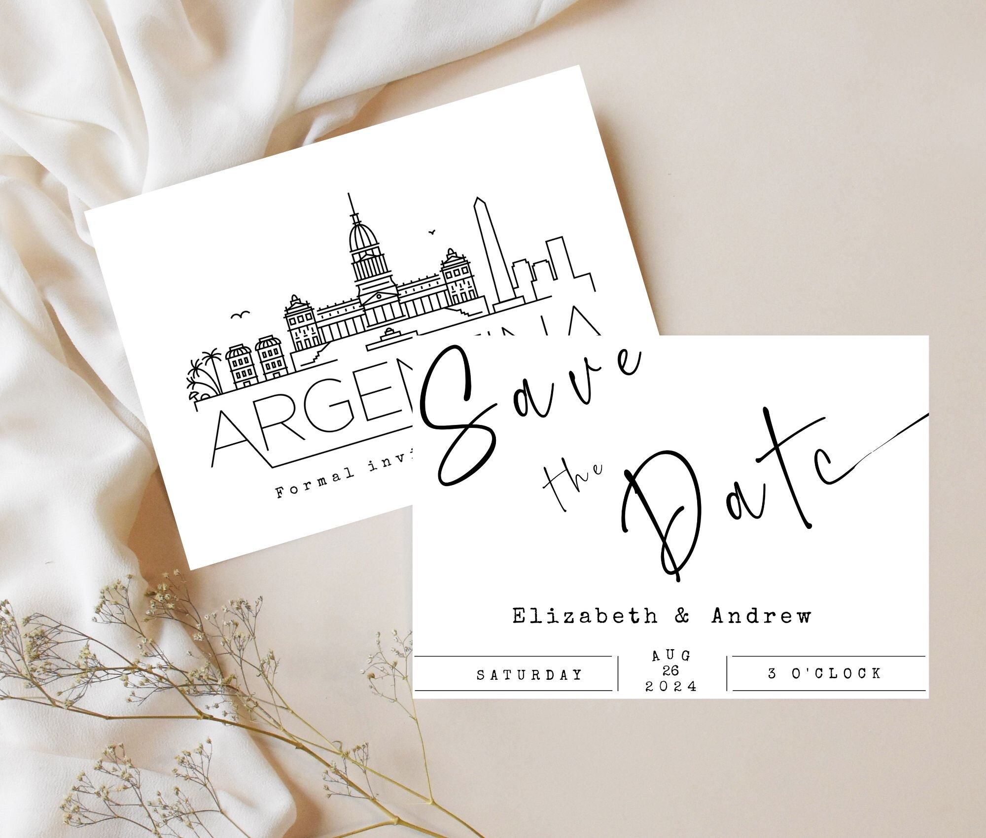 Editable Argentina Wedding Save the Date Card|wedding in Argentina ...