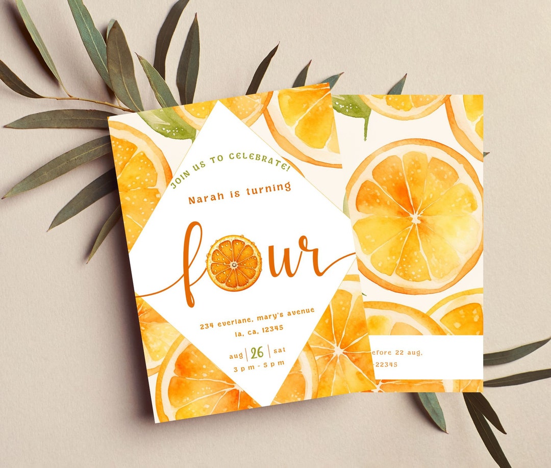 EDITABLE Orange You Birthday Invitation|citric Gender Neutral Birthday ...