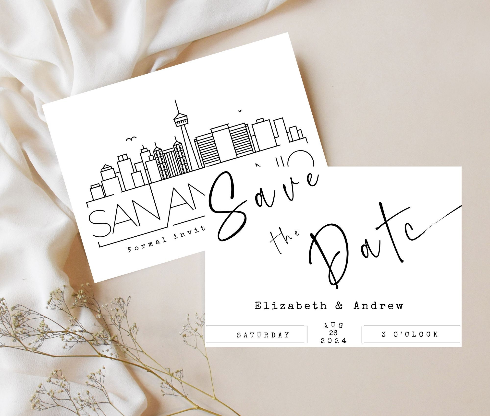 Editable San Antonio Skyline Wedding Save the Date Cardsave - Etsy ...