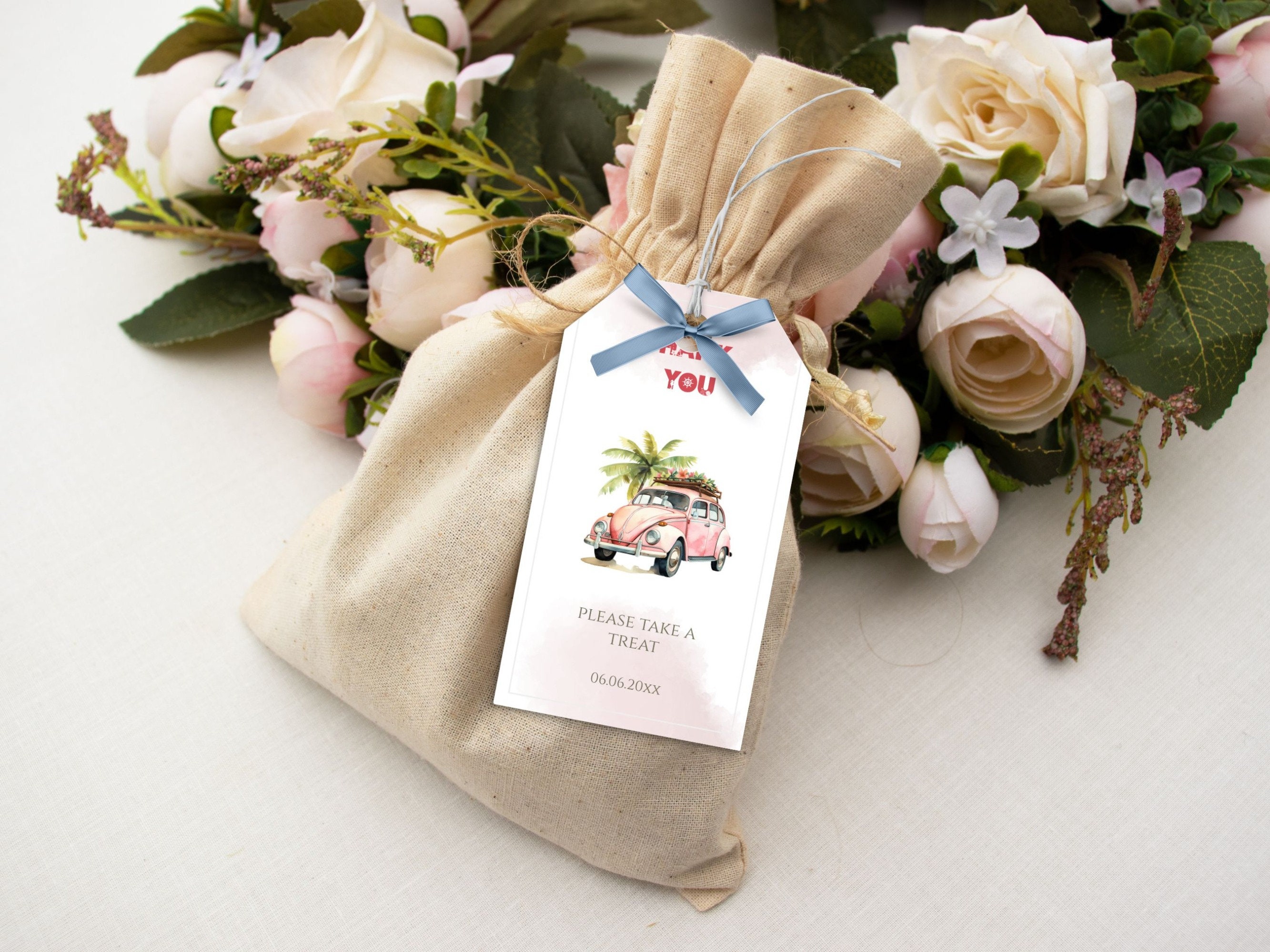 Editable ANY AGE Surfing Pink Girl Beach Party Favor Tag|birthday Party ...