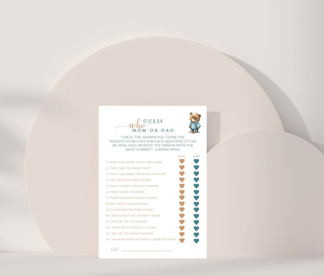 Not Editable Teddy Bear Baby Shower Game| Blue Teddy Bear| Oh Baby|can ...