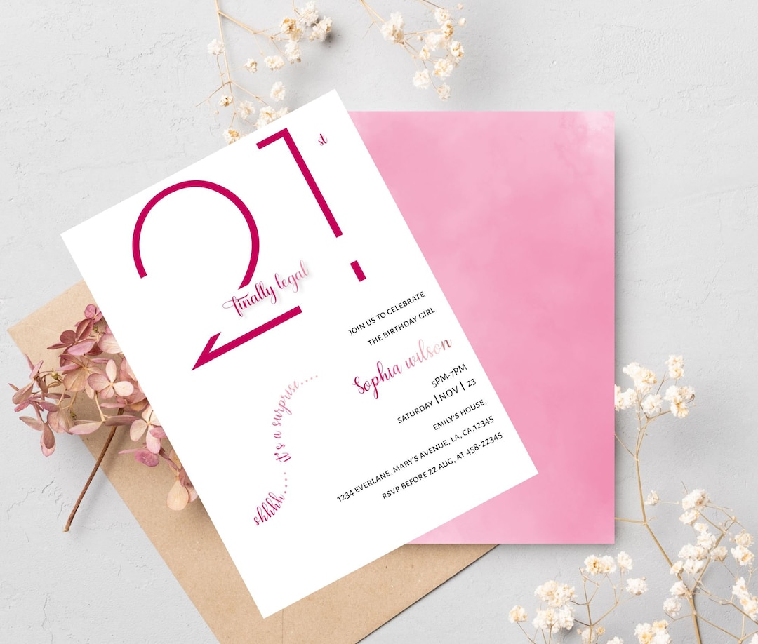 Editable Minimalist 21birthday Invitation|editable Template|instant ...