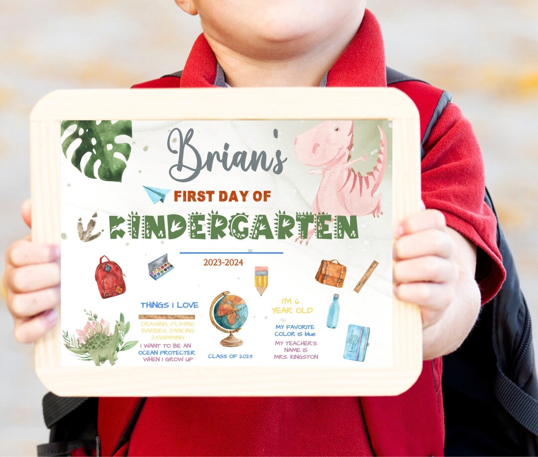 Editable Dino Theme 1st Day of Kindergarten|back to School|editable ...