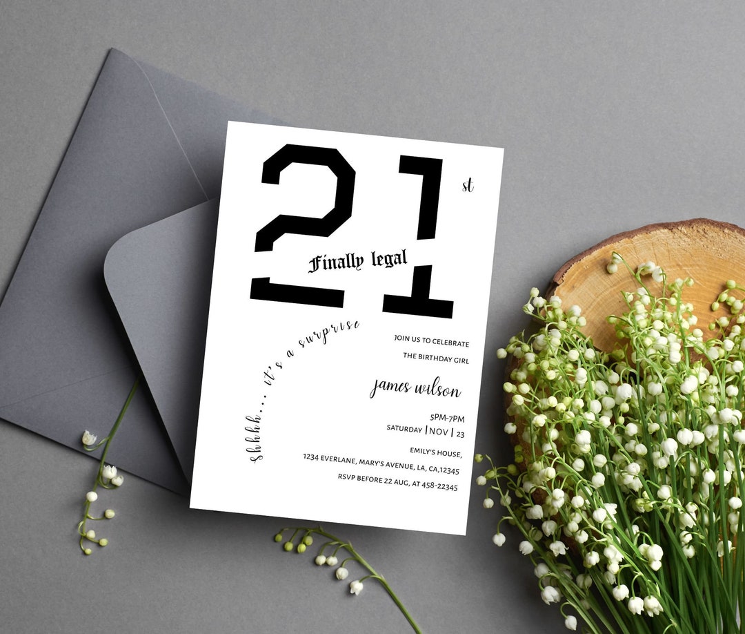 Editable Minimalist 21birthday Invitation|editable Template|instant ...