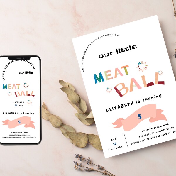 Birthday Meatball Invitation - Etsy