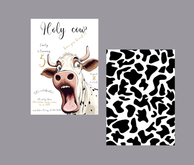 Instant Download "holy Cow" Birthday Invitation, EDITABLE Cow Party ...