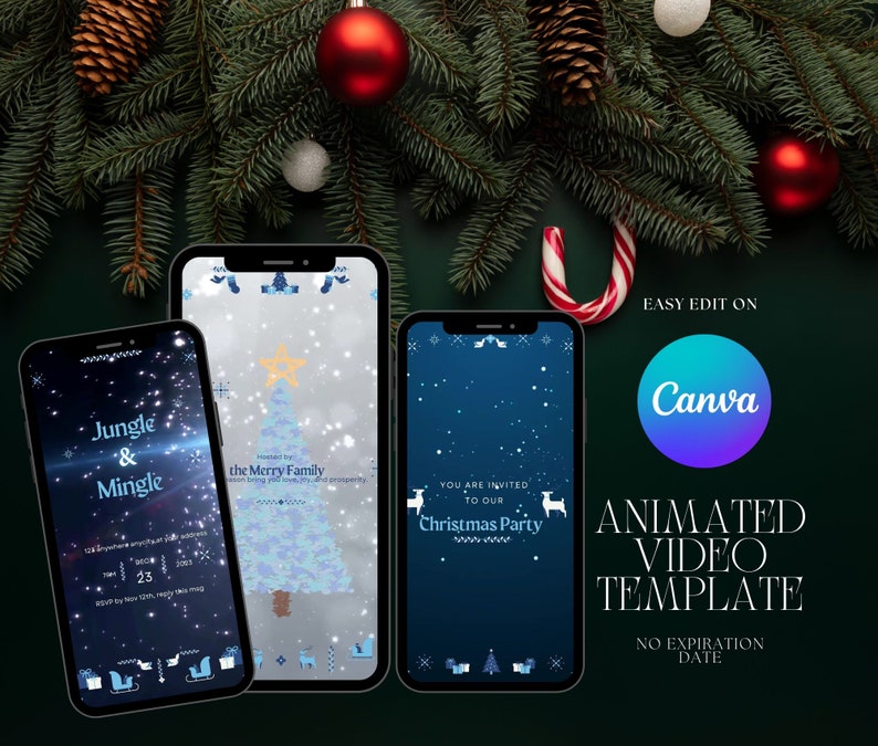 Editable Christmas Party Digital Video Invitation|christmas Party ...