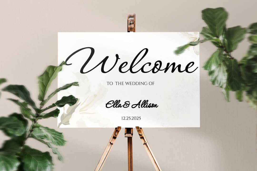 Personalized Wedding Welcome Board, Lily Flower Welcome Sign, Wedding ...