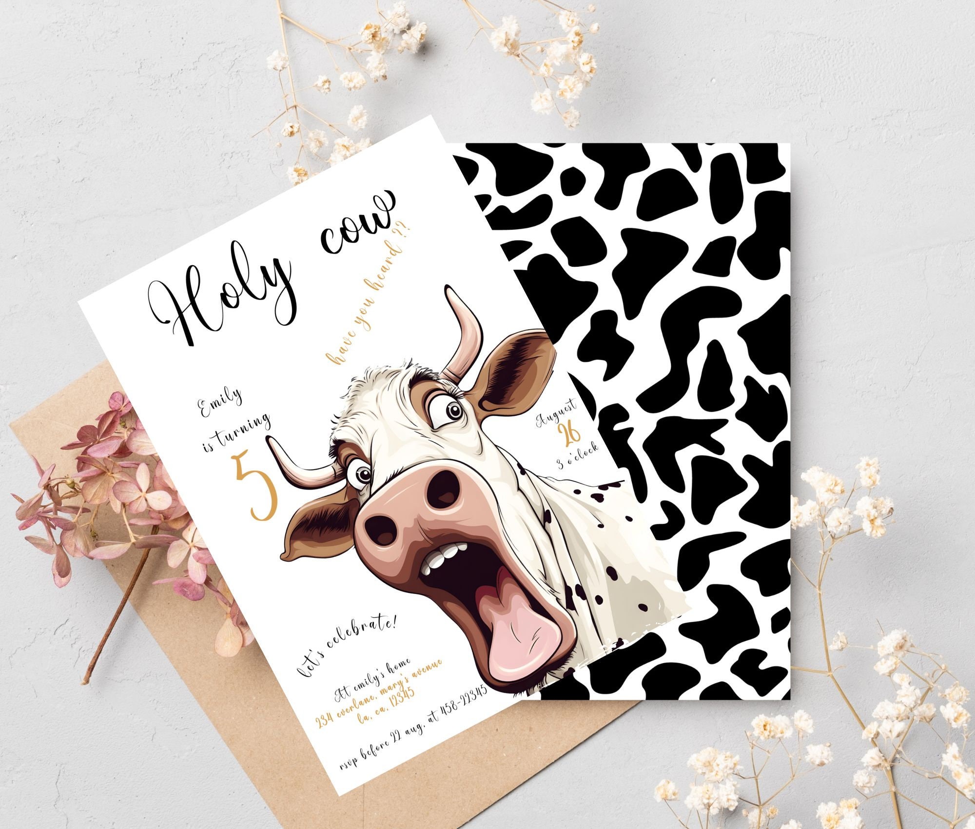 Instant Download "holy Cow" Birthday Invitation, EDITABLE Cow Party ...