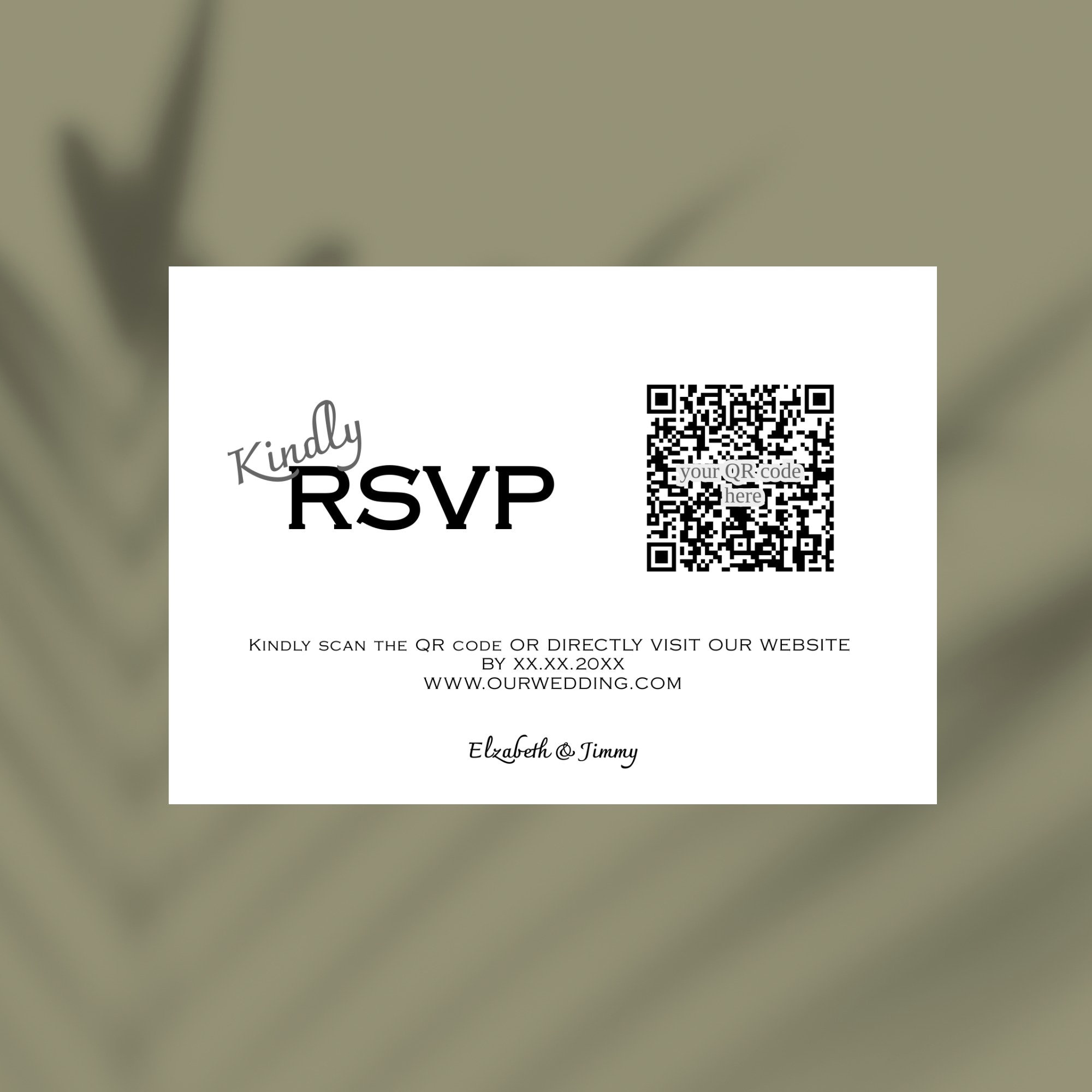 Minimalist Wedding RSVP Card With Qr Code Qr Code Rsvp Insert - Etsy