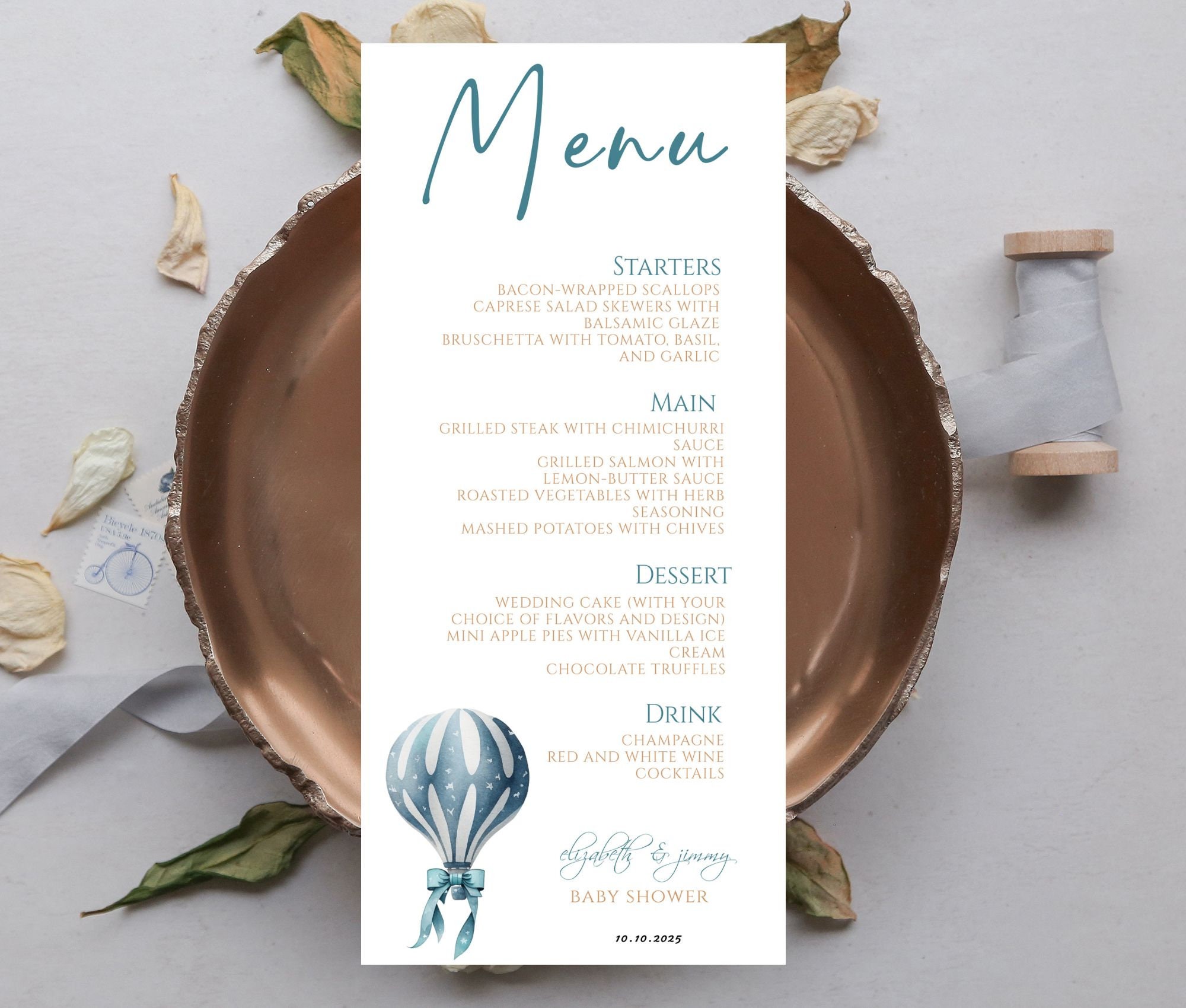 Editable Teddy Bear Shower Menu Card|teddy Bear Baby Shower Hotballon ...