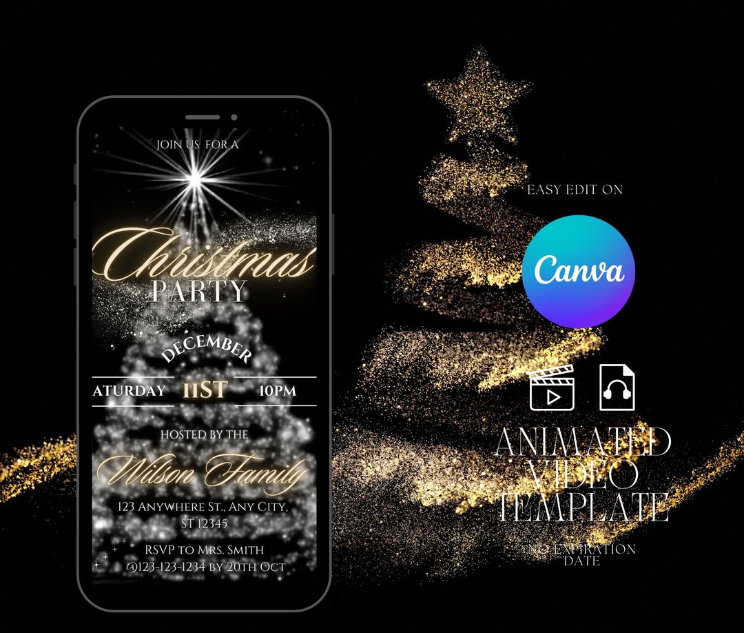 Editable Christmas Party Digital Video Invitation|friendsmas Party ...