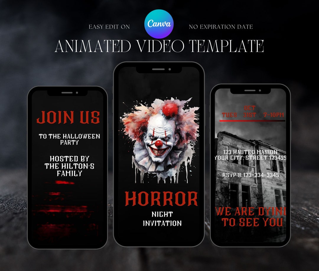 Editable Bloody Haunted House Horror Halloween Party Video Invitation ...