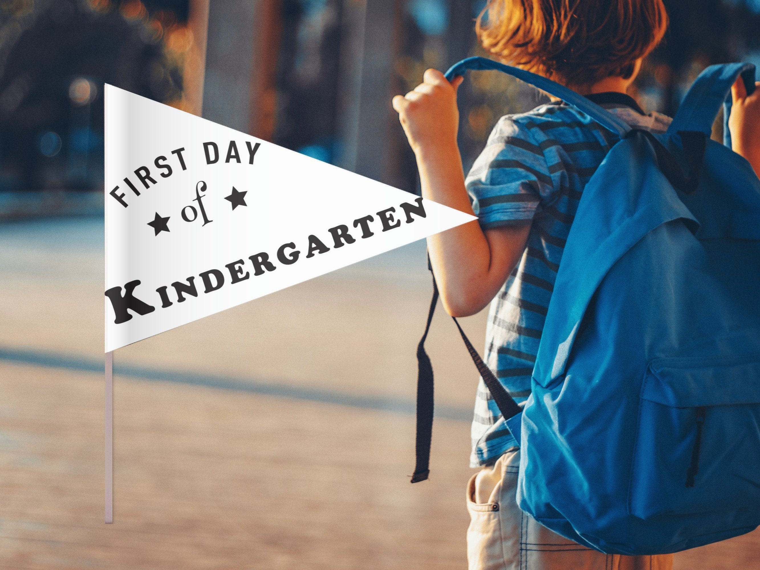 Printable Black & White First Day of Kindergarten Flags|1st Day of ...