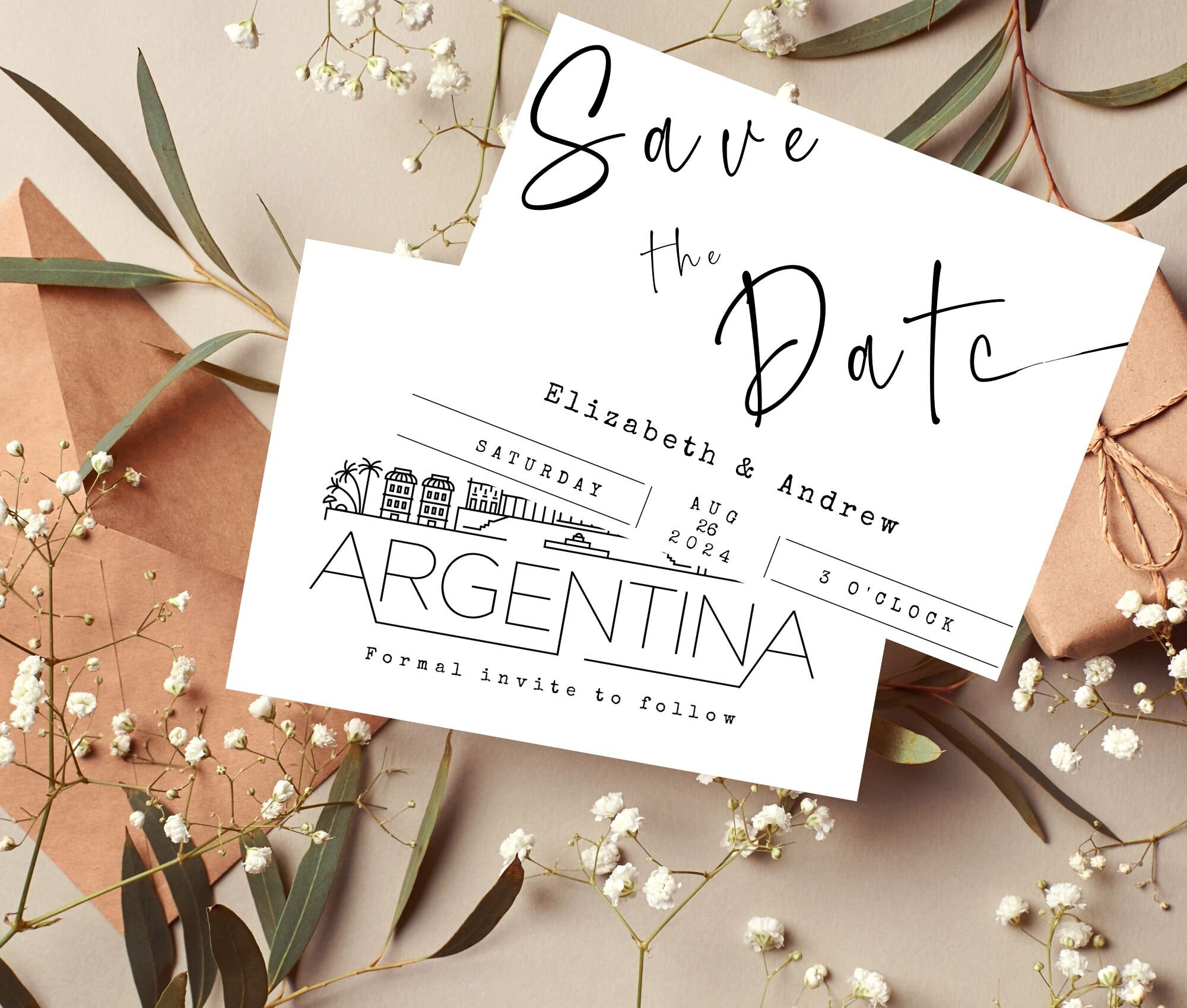 Editable Argentina Wedding Save the Date Card|wedding in Argentina ...