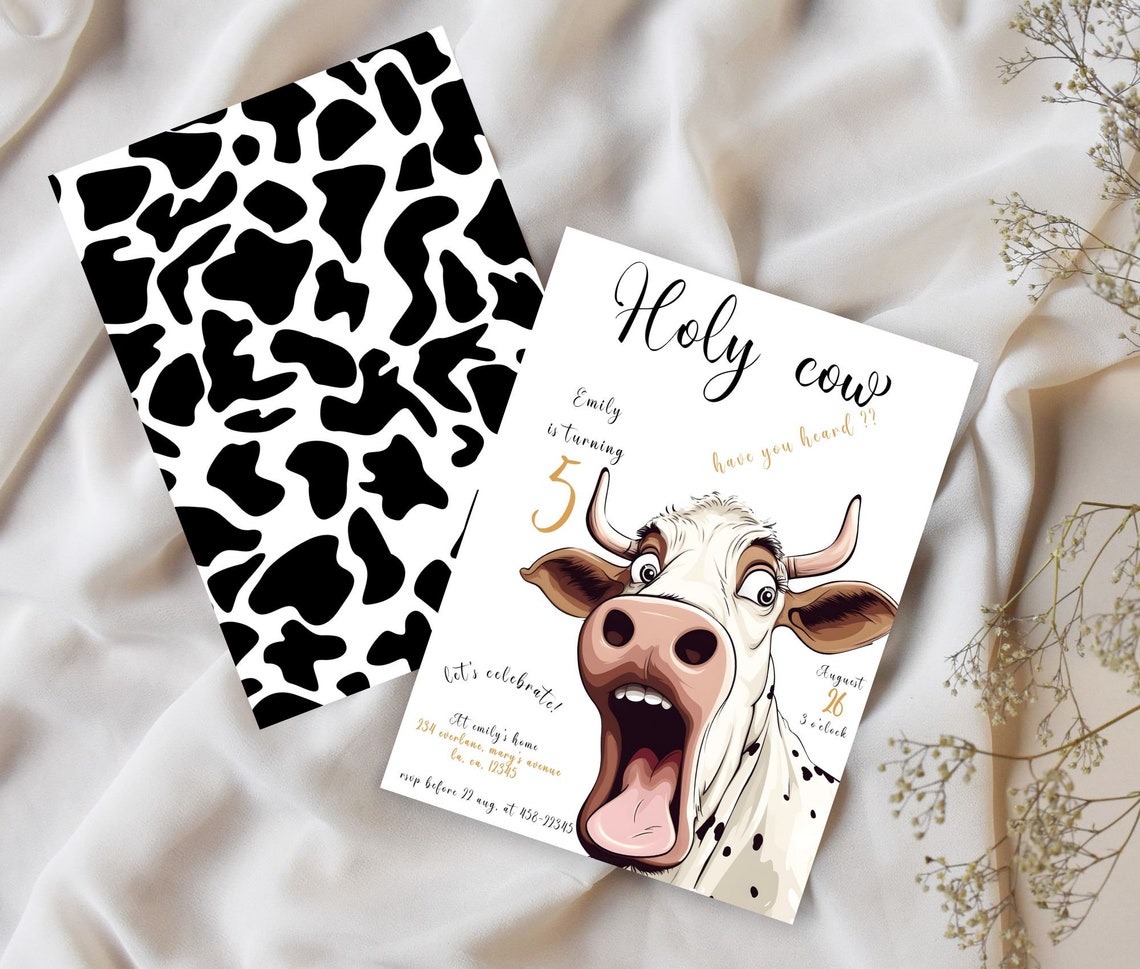 Instant Download "holy Cow" Birthday Invitation, EDITABLE Cow Party ...