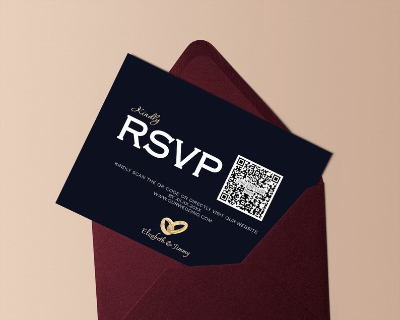 Vintage Minimalist QR Code Rsvp Card, Qr Code Rsvp Card, Rsvp Online ...