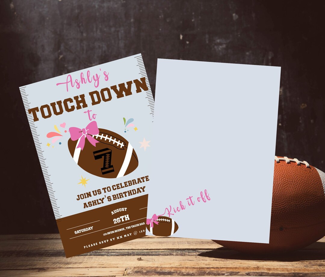 Editable Girl's Football Birthday Invitation| It's Game Time, Game On ...