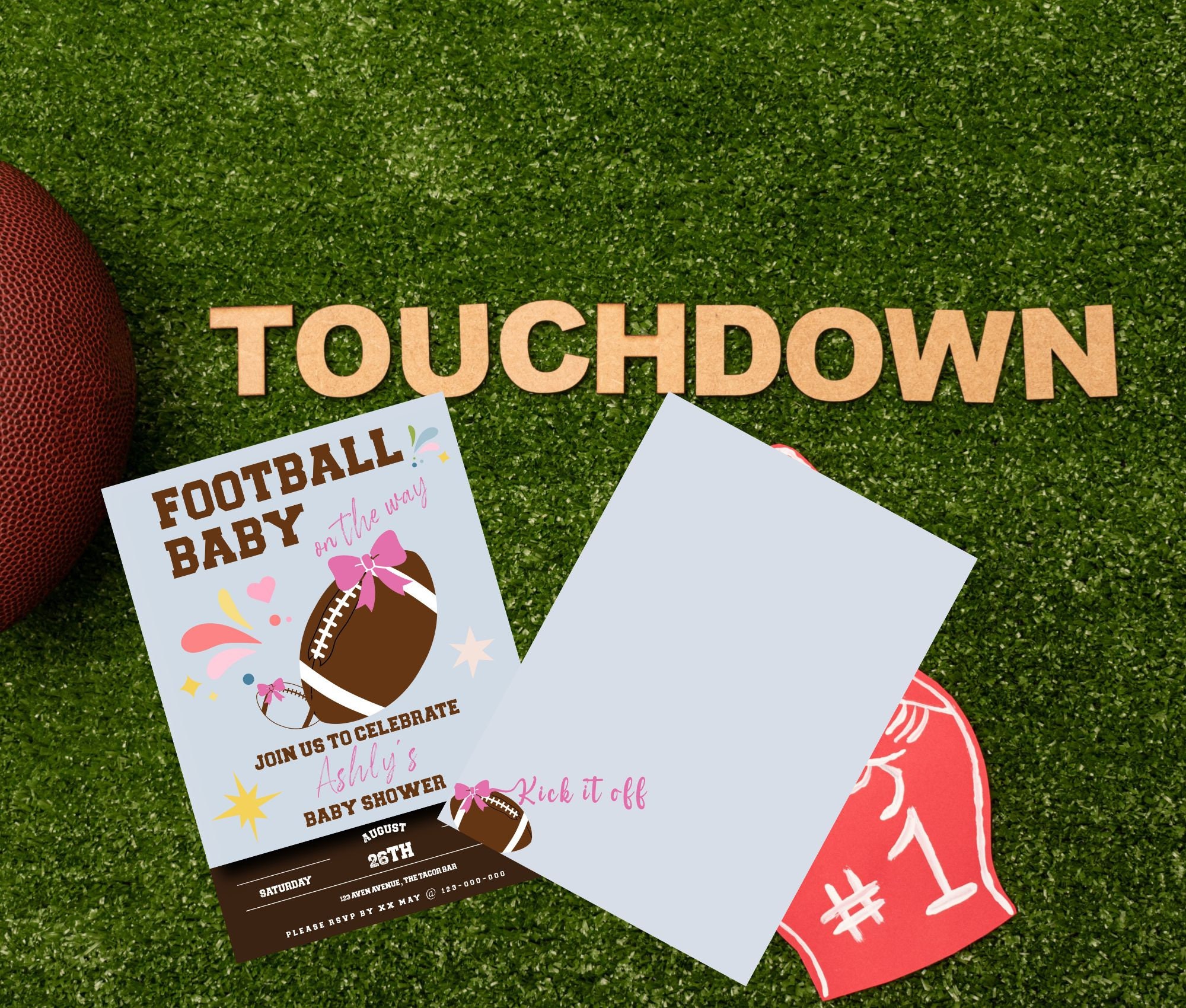 Editable Girl's Football Birthday Invitation| It's Game Time, Game On ...