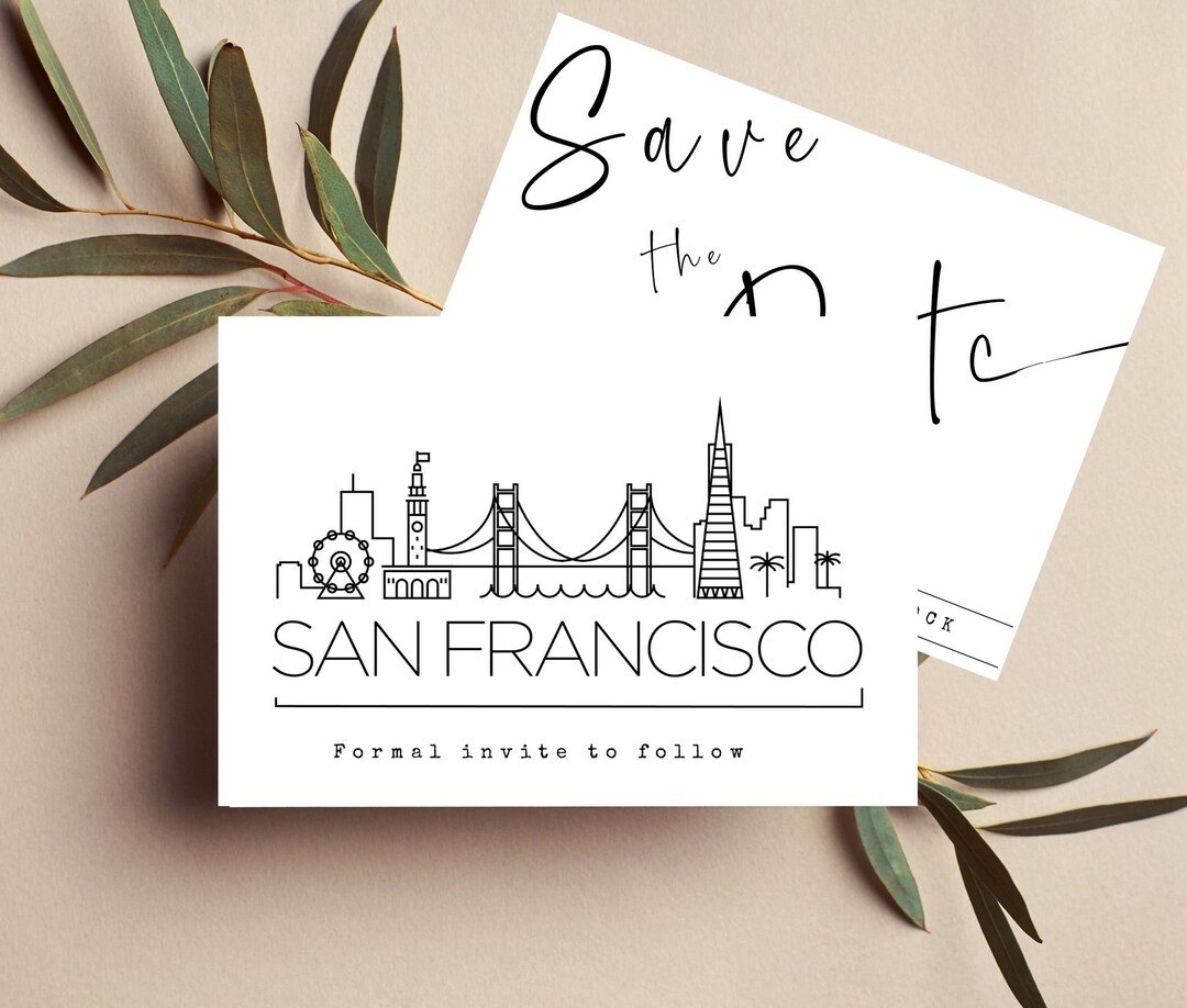 Editable San Francisco Skyline Save the Dates|save the Date Cards|std ...