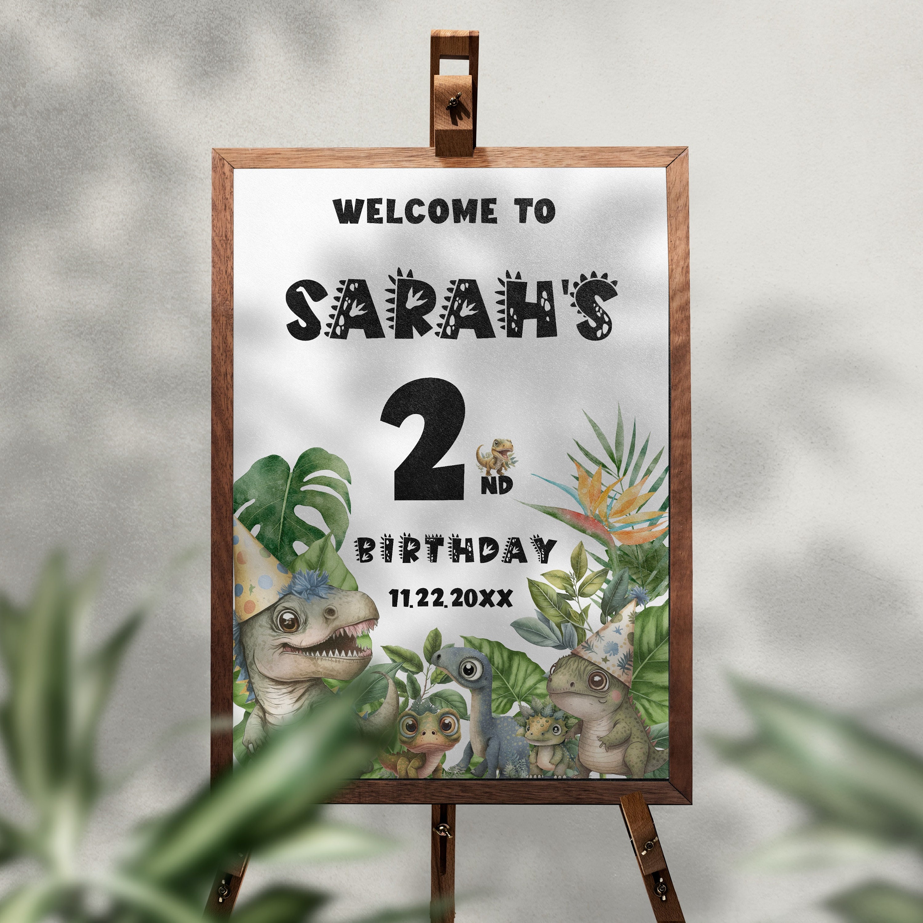 Editable Dinosaur Birthday Welcome Board| Dino Party Template| Instant ...