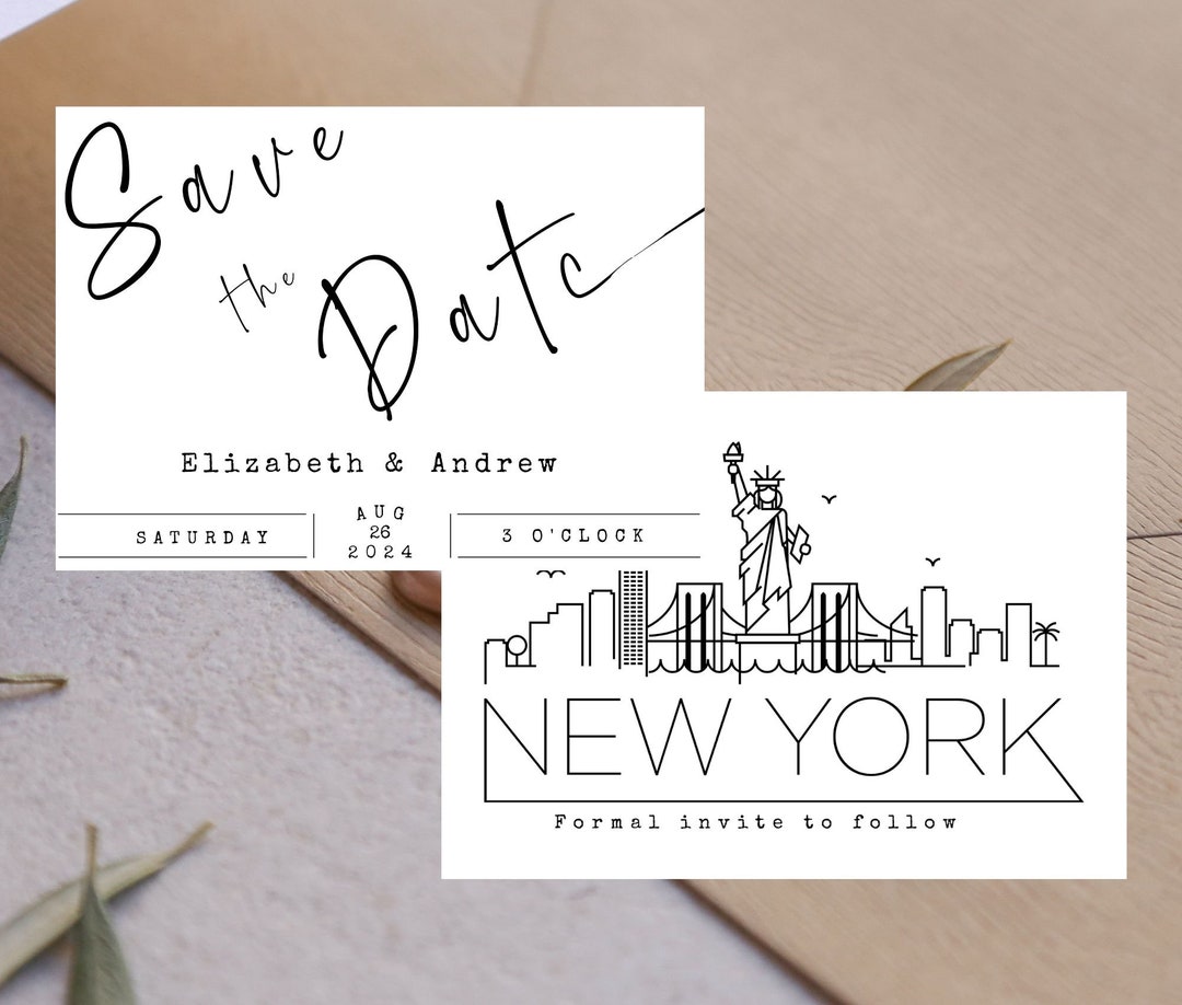 Editable NYC Skyline Save the Dates|save the Date Cards|std NYC ...