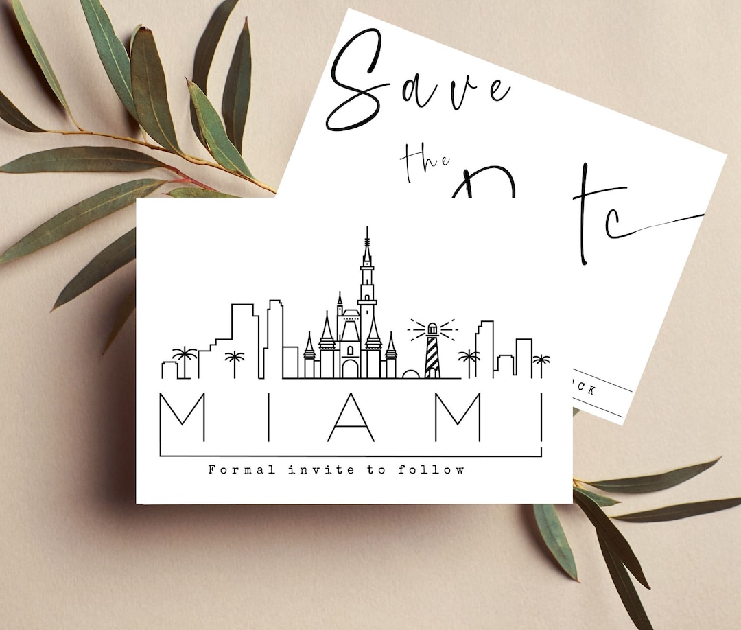 Editable Miami Skyline Save the Dates|save the Date Cards|std Florida ...