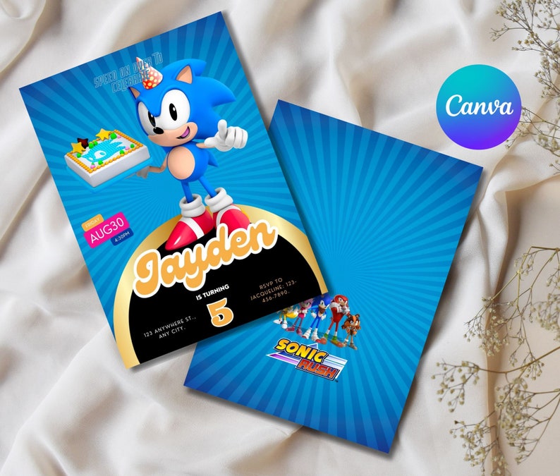 Sonic Birthday Template|sonic the Hedgehog|printable Birthday Invite ...