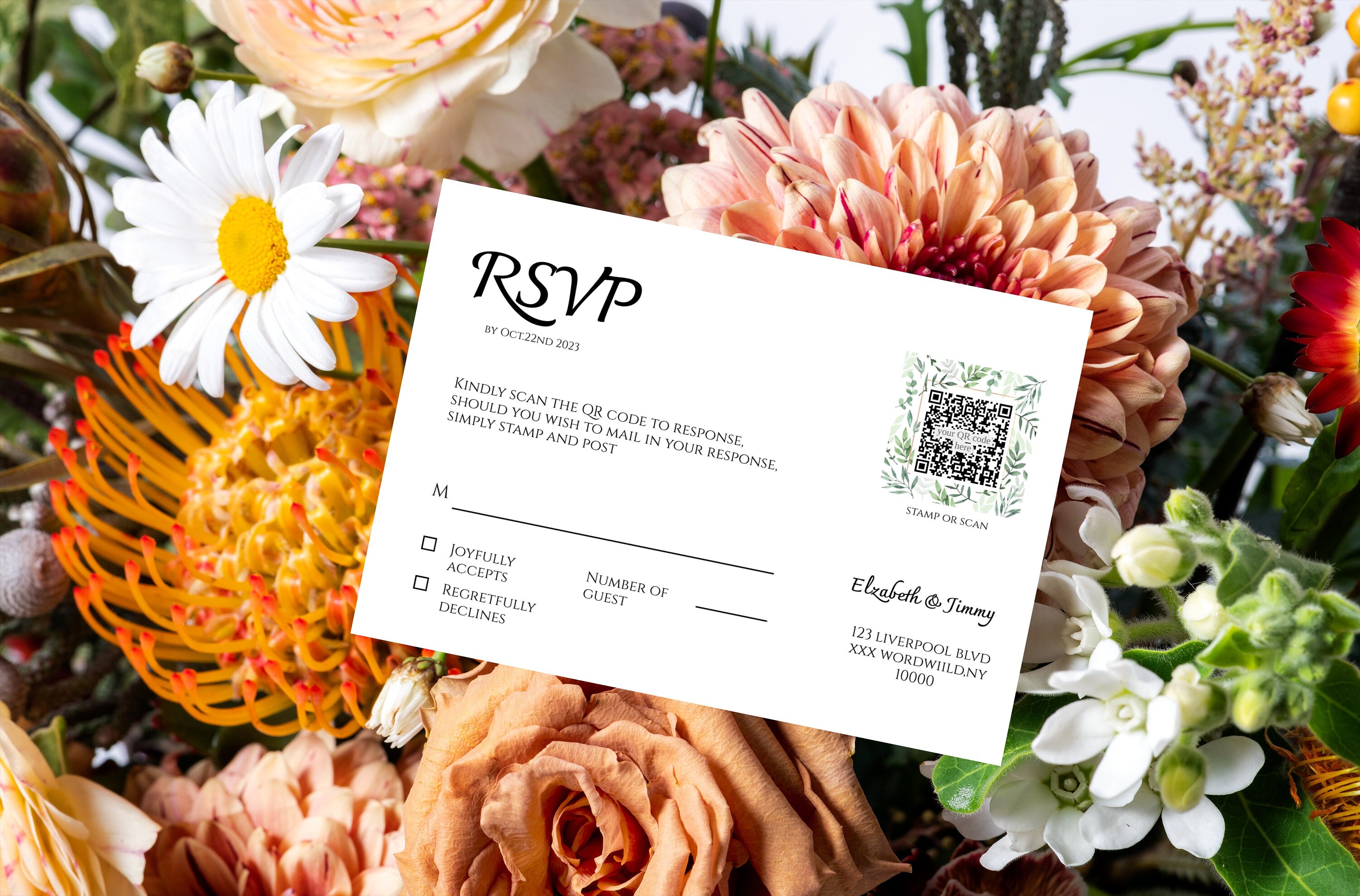 Editable Greenery DIY RSVP Card Qr Code for Wedding, Qr Code Rsvp ...
