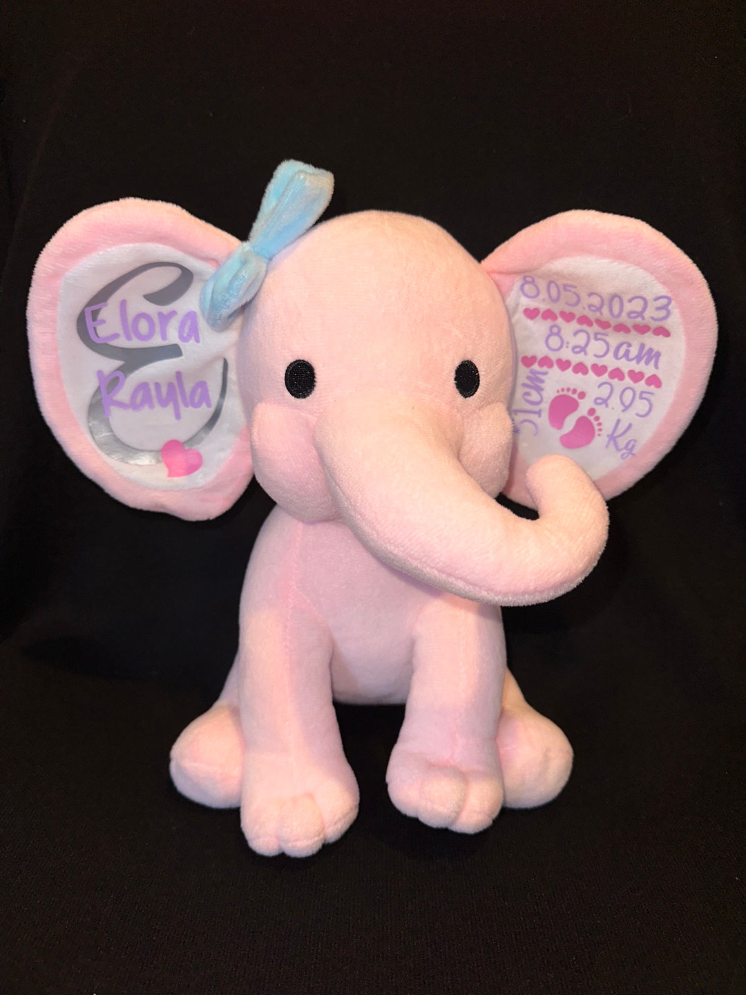 Personalised Birth Stat Elephant - Etsy