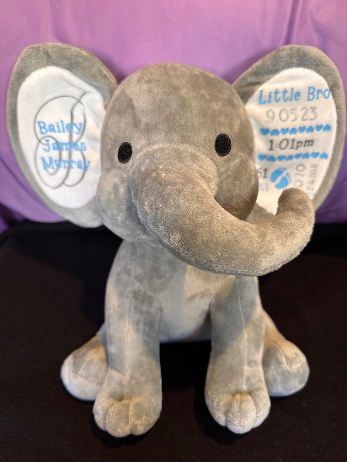Personalised Birth Stat Elephant - Etsy