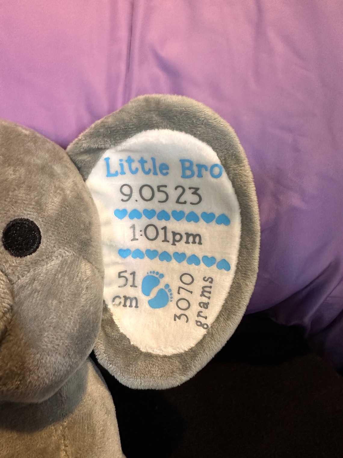 Personalised Birth Stat Elephant - Etsy