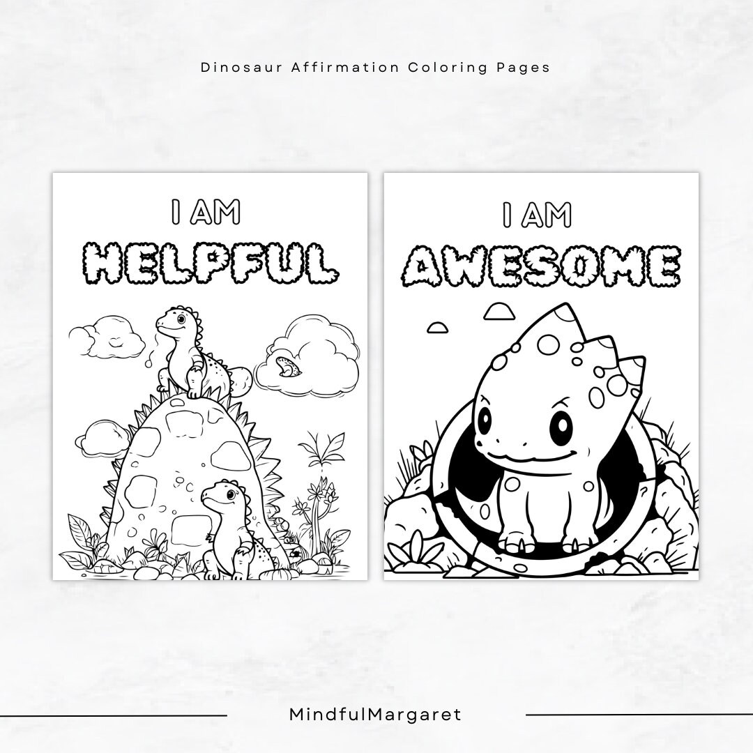 Printable Dinosaur Affirmation Coloring Book Kids Positive Affirmations ...