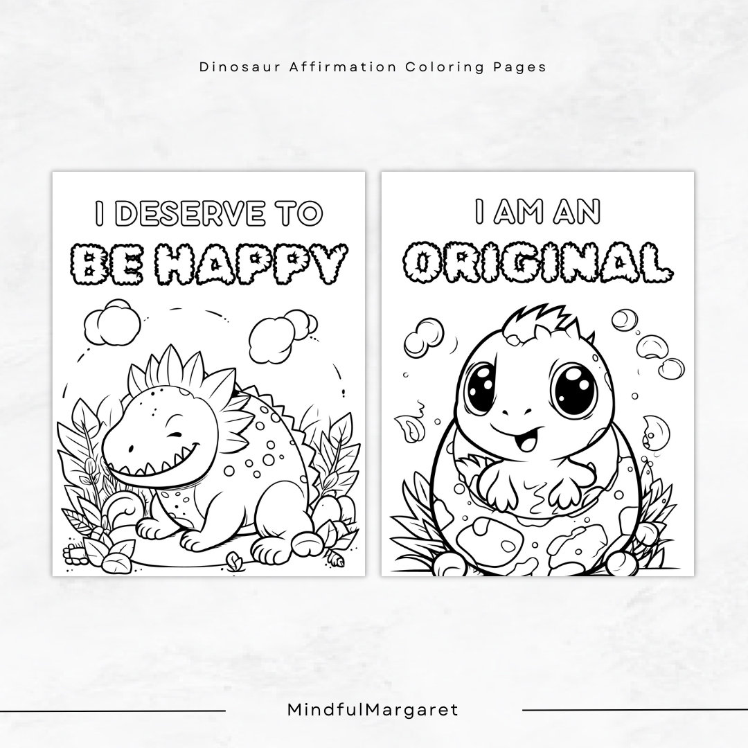 Printable Dinosaur Affirmation Coloring Book Kids Positive Affirmations ...