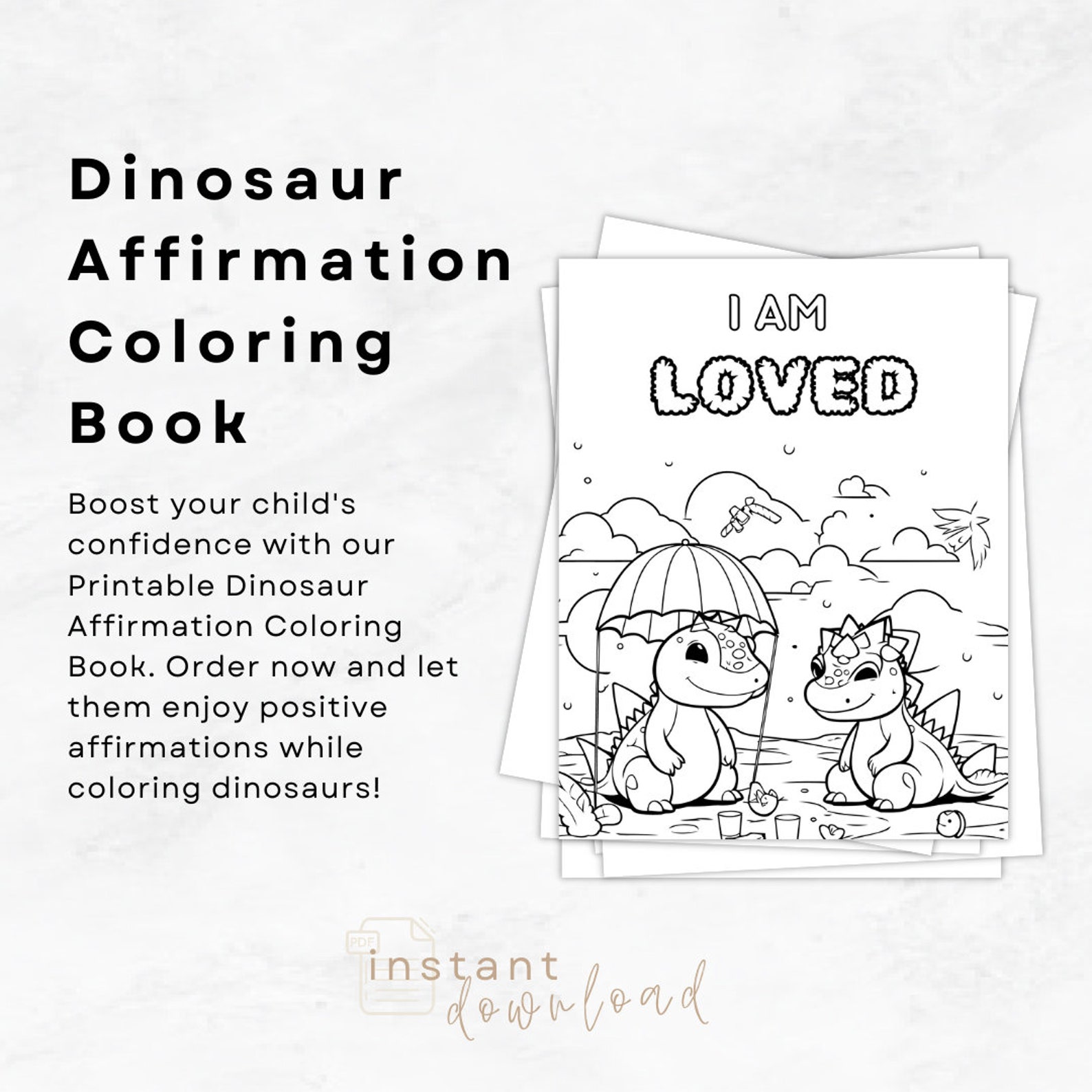 Printable Dinosaur Affirmation Coloring Book Kids Positive Affirmations ...