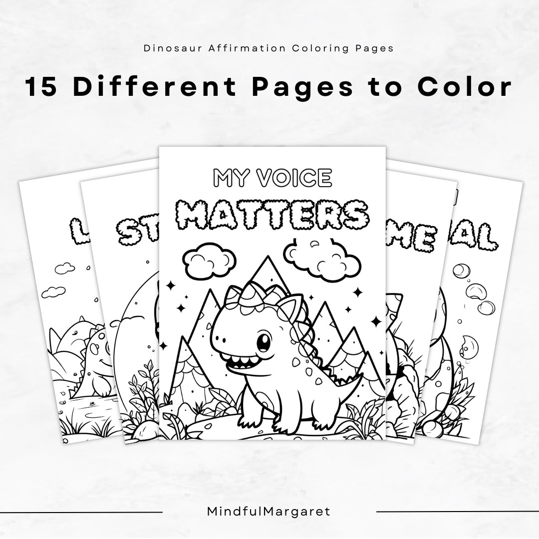 Printable Dinosaur Affirmation Coloring Book Kids Positive Affirmations ...