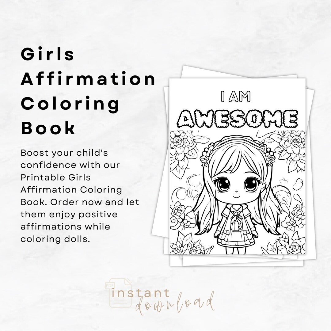 Printable Dolls Affirmation Coloring Book for Girls Positive ...