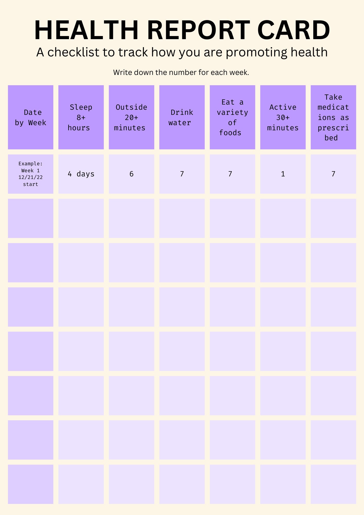 Health Report Card - Etsy