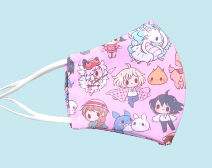 Kawaii Chibi Ghibli Characters Dust Mask | Washable Anime Cotton Rave ...