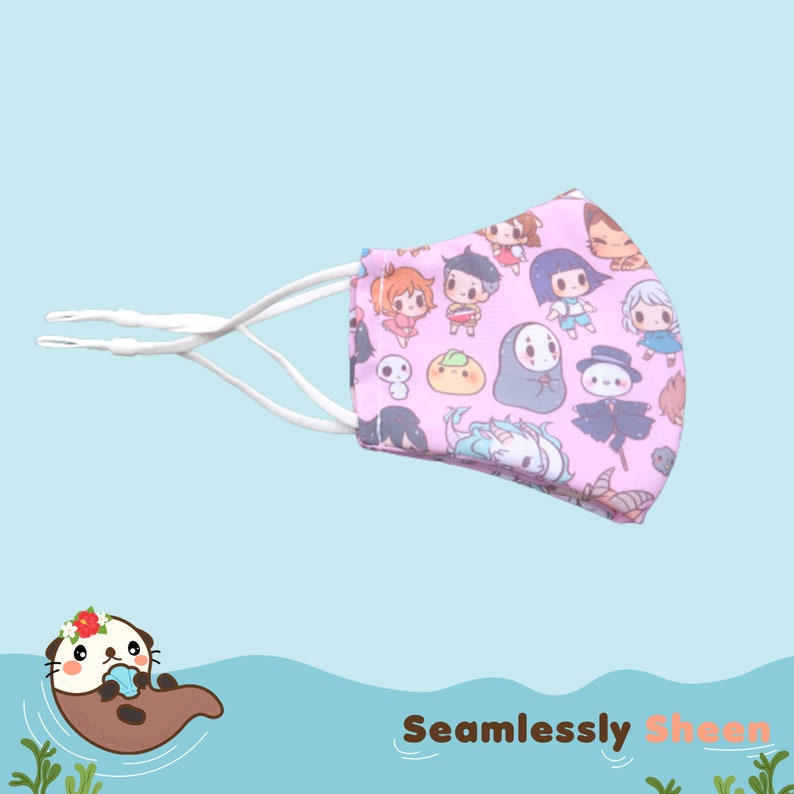 Kawaii Chibi Ghibli Characters Face Mask Washable Anime - Etsy