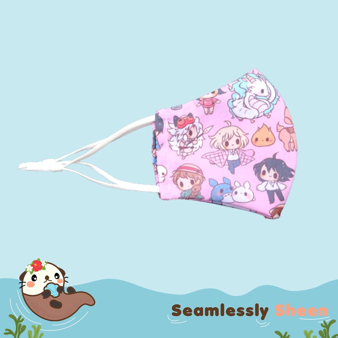 Kawaii Chibi Ghibli Characters Face Mask Washable Anime Cotton Rave ...
